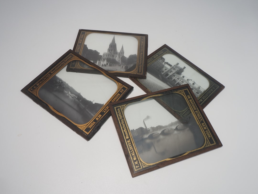 Antique Glass Photograph Slides Set of 4 Magic Lantern Glass Slides ...