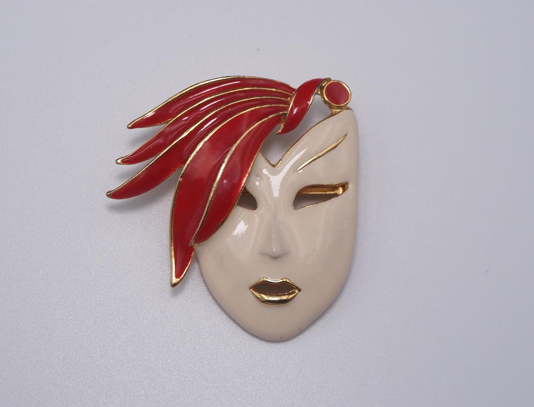 Vintage Art Deco Lady Pin Brooch Enamel - Etsy