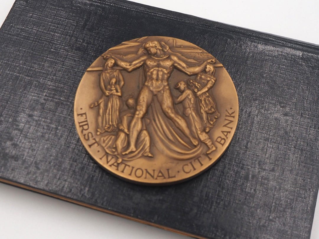 Vintage Bronze Bank Medallion First National City Bank New York 1812 ...