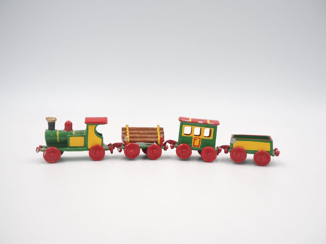 Vintage Hand Painted Metal Train Set Doll House Miniature - Etsy