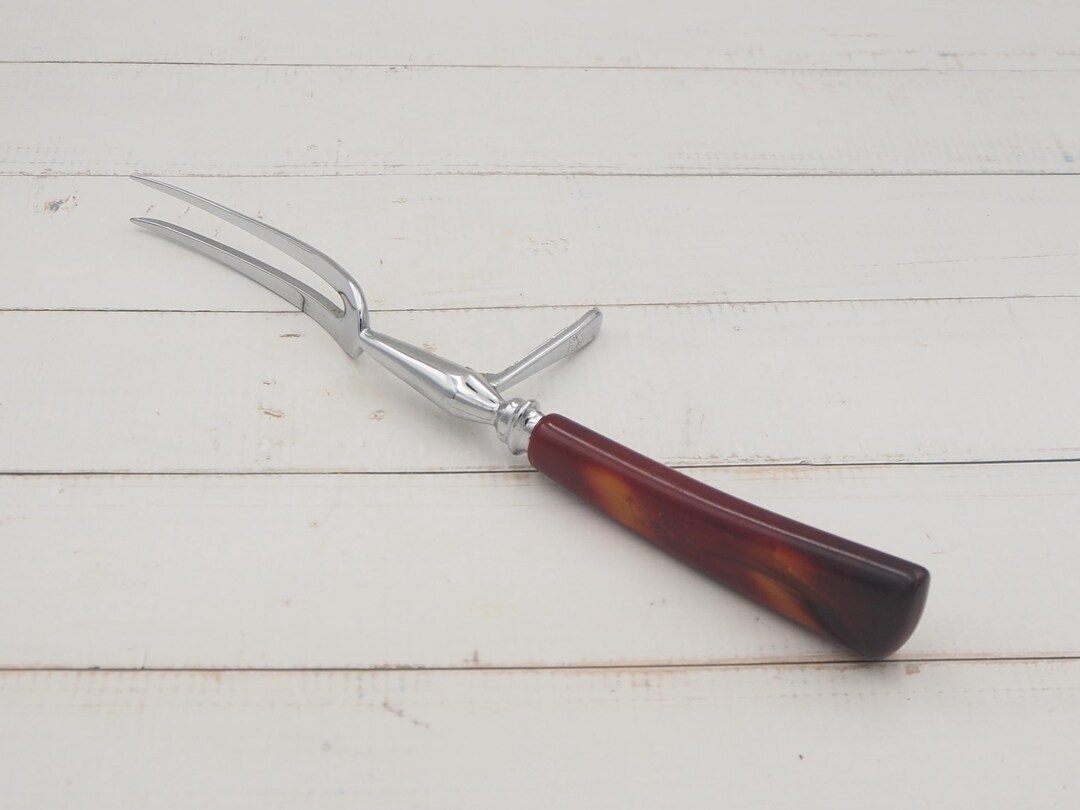 Vintage Bakelite Mear Carving Fork With Lever Guard Bakelite Handle - Etsy