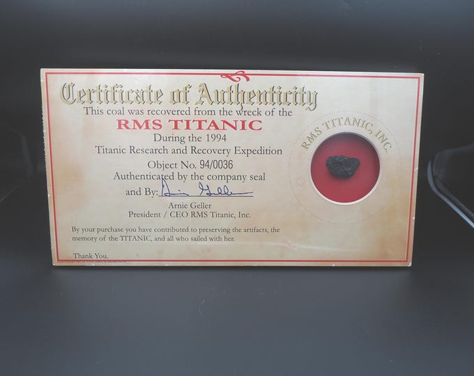 RMS Titanic Coal and Certificate of Authenticity Recovered 1994 - Etsy