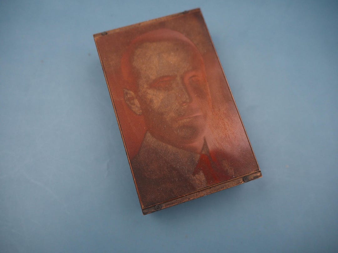 Vintage Copper Letterpress Block: Man's Headshot Printing Plate Photo ...