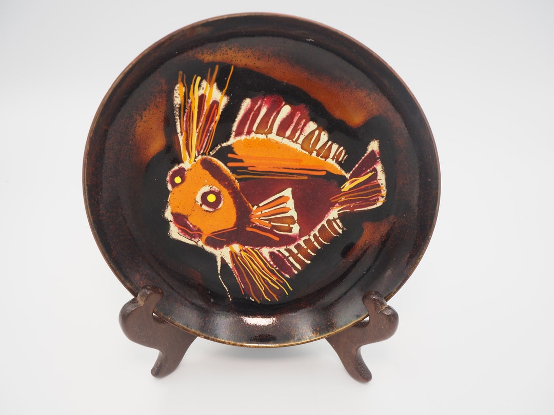 Vintage Fish Enamel Plate Dish MCM Enamel on Copper 35 Dekor - Etsy