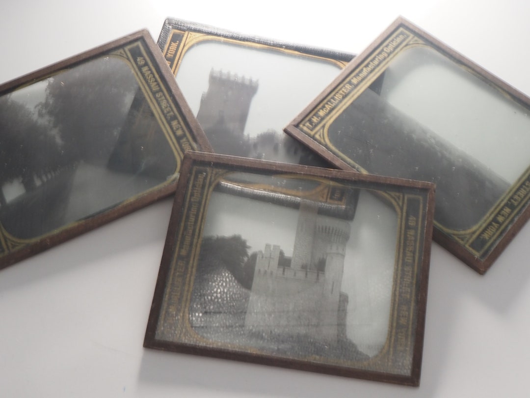 Antique Glass Photograph Slides Set of 4 Magic Lantern Glass Slides ...