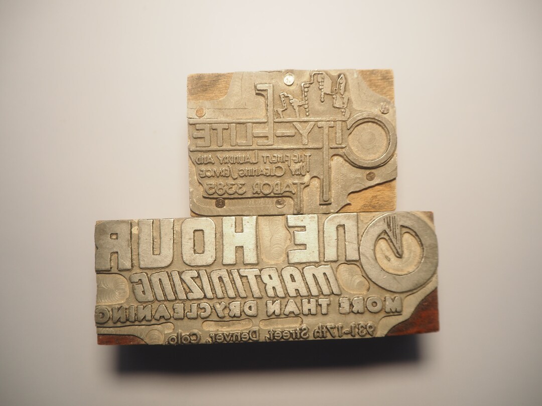 Vintage Letter Block Advertising Print Metal Laundry Dry Cleaning ...