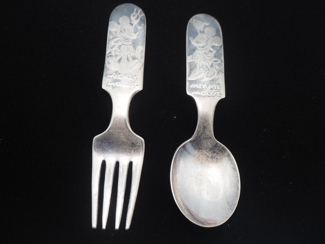 Vintage Mickey and Minnie Mouse Toddler Silverware Walt Disney ...