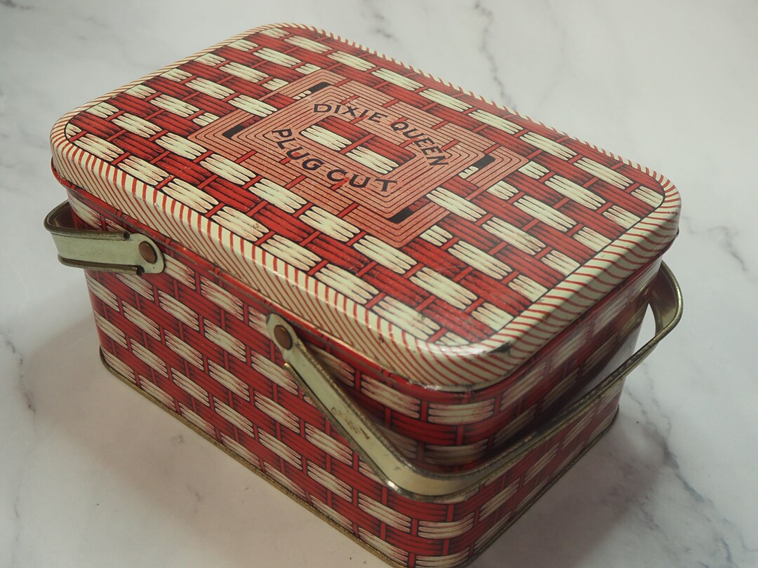 Vintage Dixie Queen Plug Cut Tobacco Advertising Tin With Lunch Box ...