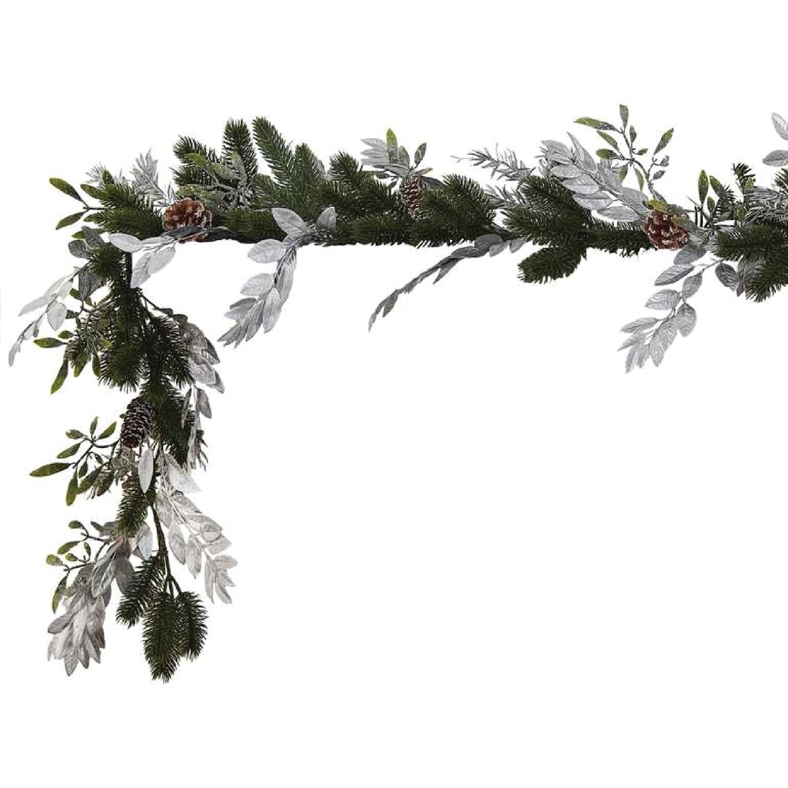 Silver Artificial Foliage Christmas Garland, Wreath and Merry Christmas ...