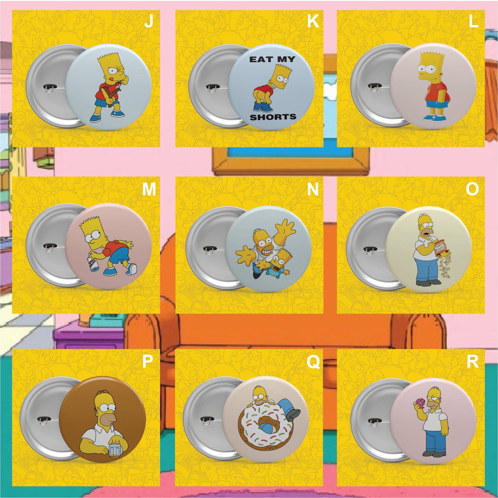 The Simpsons Themed Badge, the Simpsons Pin Bottom - Etsy