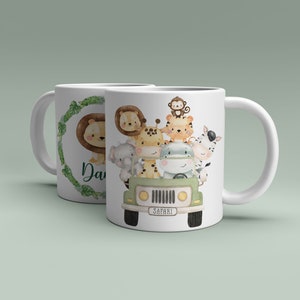 Safari Club Mug, Girl and Boy Safari Mug, Cute Animals, Gifts for Her ...