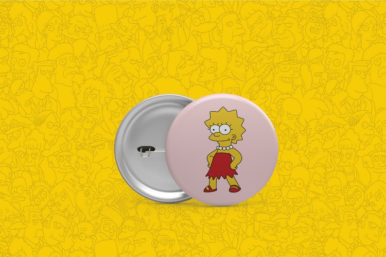 The Simpsons Themed Badge, the Simpsons Pin Bottom - Etsy