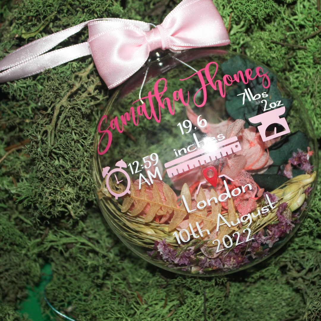 Birth Details Bauble, Baby Annoucement, Custom Bauble, Gift for New ...
