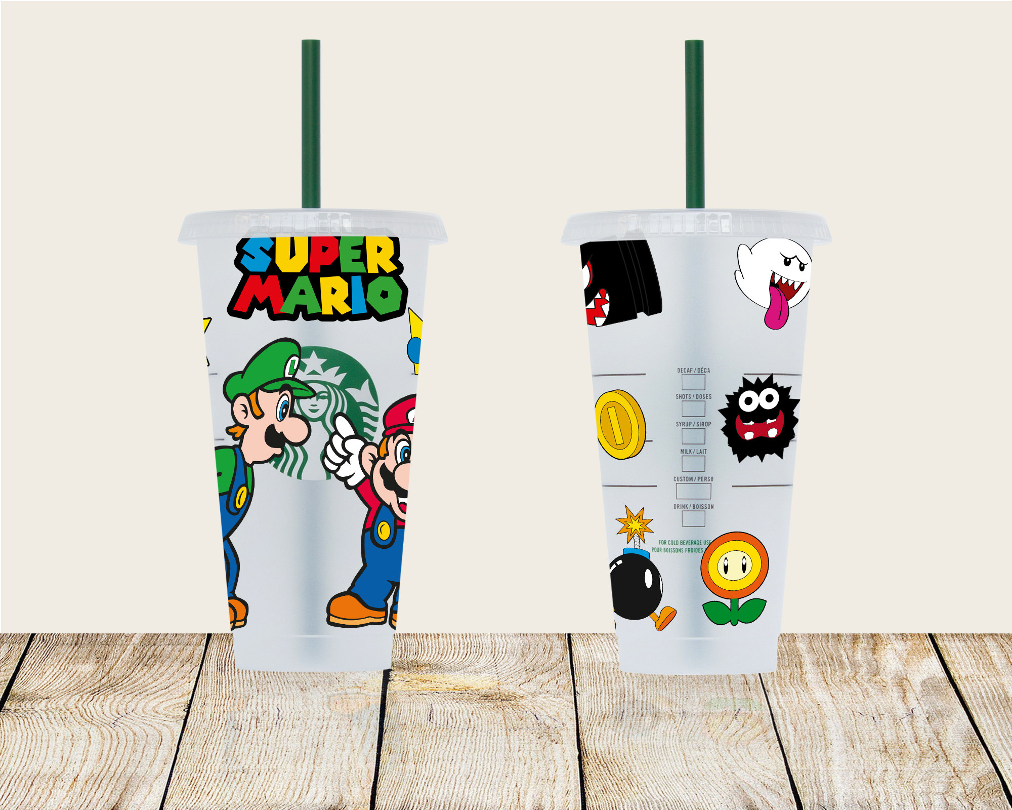 Super Mario Custom Cup Super Mario Starbucks Cup Mario and - Etsy