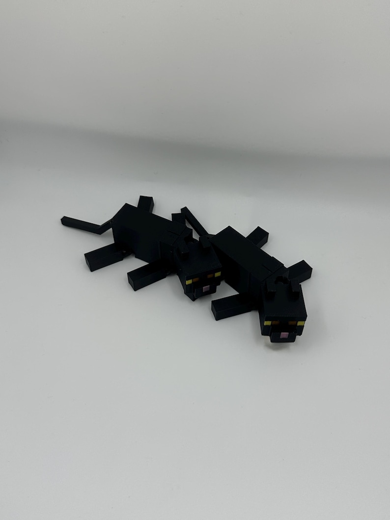 Minecraft-inspired Black Cat | Articulated 3D Printed Pixel Cat ...