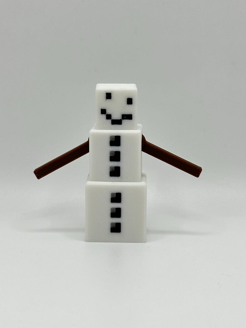 Minecraft-inspired Snow Golem With Removable Pumpkin Head – Pixel Style ...