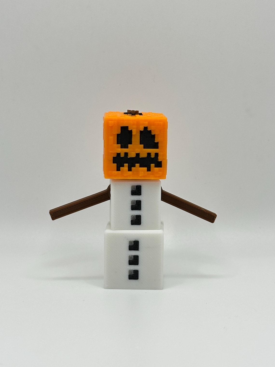 Minecraft-inspired Snow Golem With Removable Pumpkin Head – Pixel Style ...