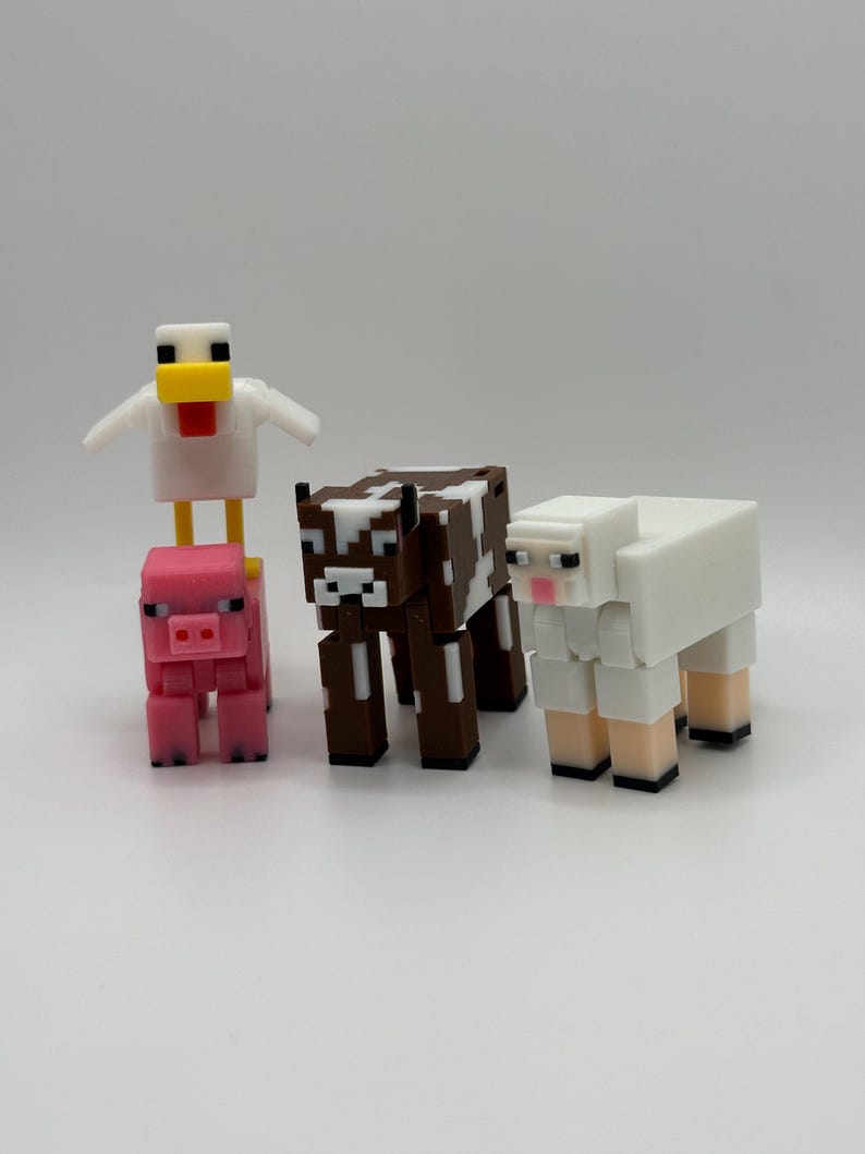Farm Animal Pack | 3D Printed Cow, Pig, Sheep & Chicken | Articulated ...