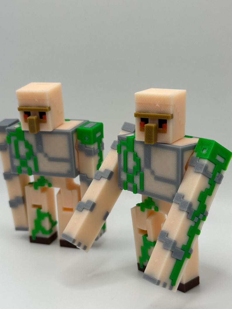 3D Printed Pixel Iron Golem Figure: Gamer Decor - Etsy