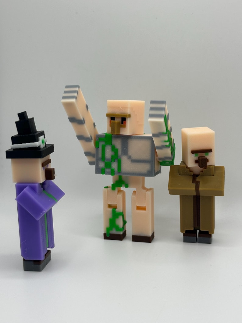 3D Printed Minecraft Figures – Village Pack, Gamer Desk Decor - Etsy