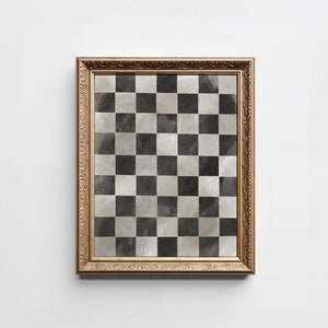 Checkered Wall Art, Modern Checkered Art Print, Black Neutral Art Print ...