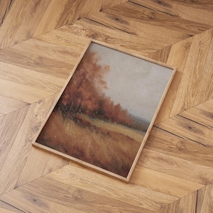Rust Landscape Painting, Moody Fall Print, Vintage Wall Art, Rustic ...