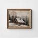 Rustic Cabin Landscape Painting, Log Cabin in the Woods Print, Snow ...