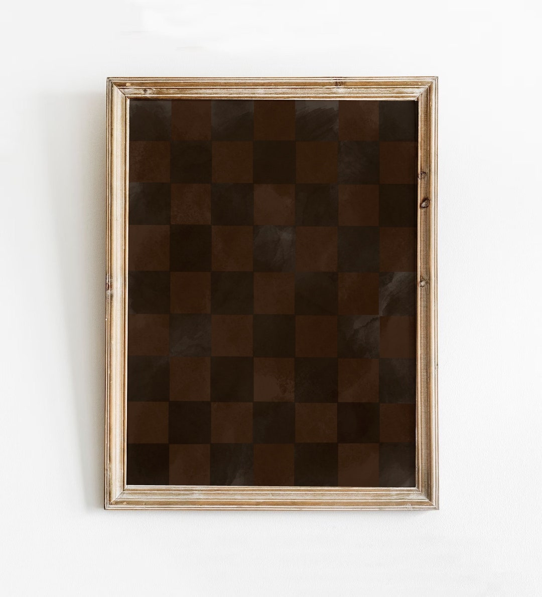 Checkered Wall Art, Modern Checkered Art Print, Dark Moody Brown Art ...
