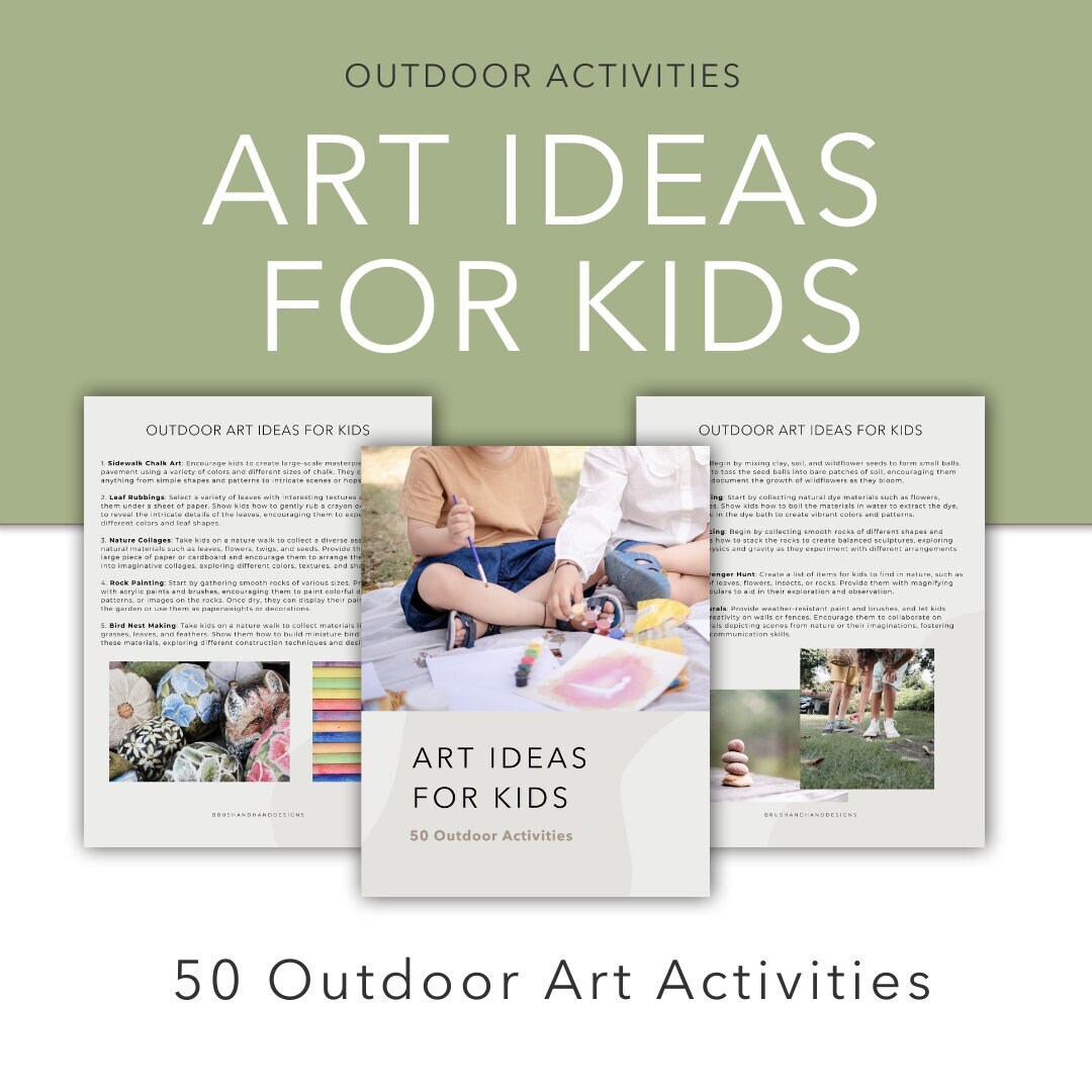 Outdoor Art Ideas for Kids Ebook, 50 Summer Art Activities, Homeschool ...