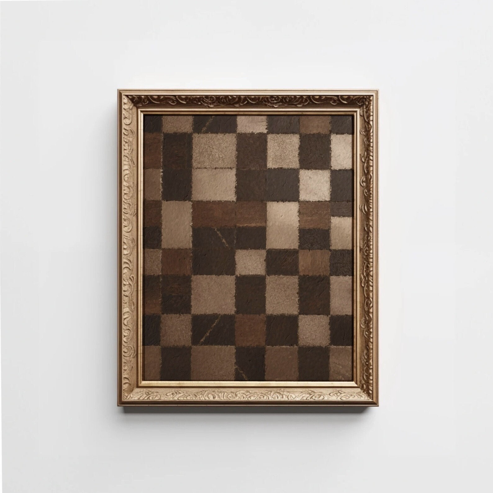 Checkered Wall Art, Modern Checkered Art Print, Moody Neutral Art Print ...