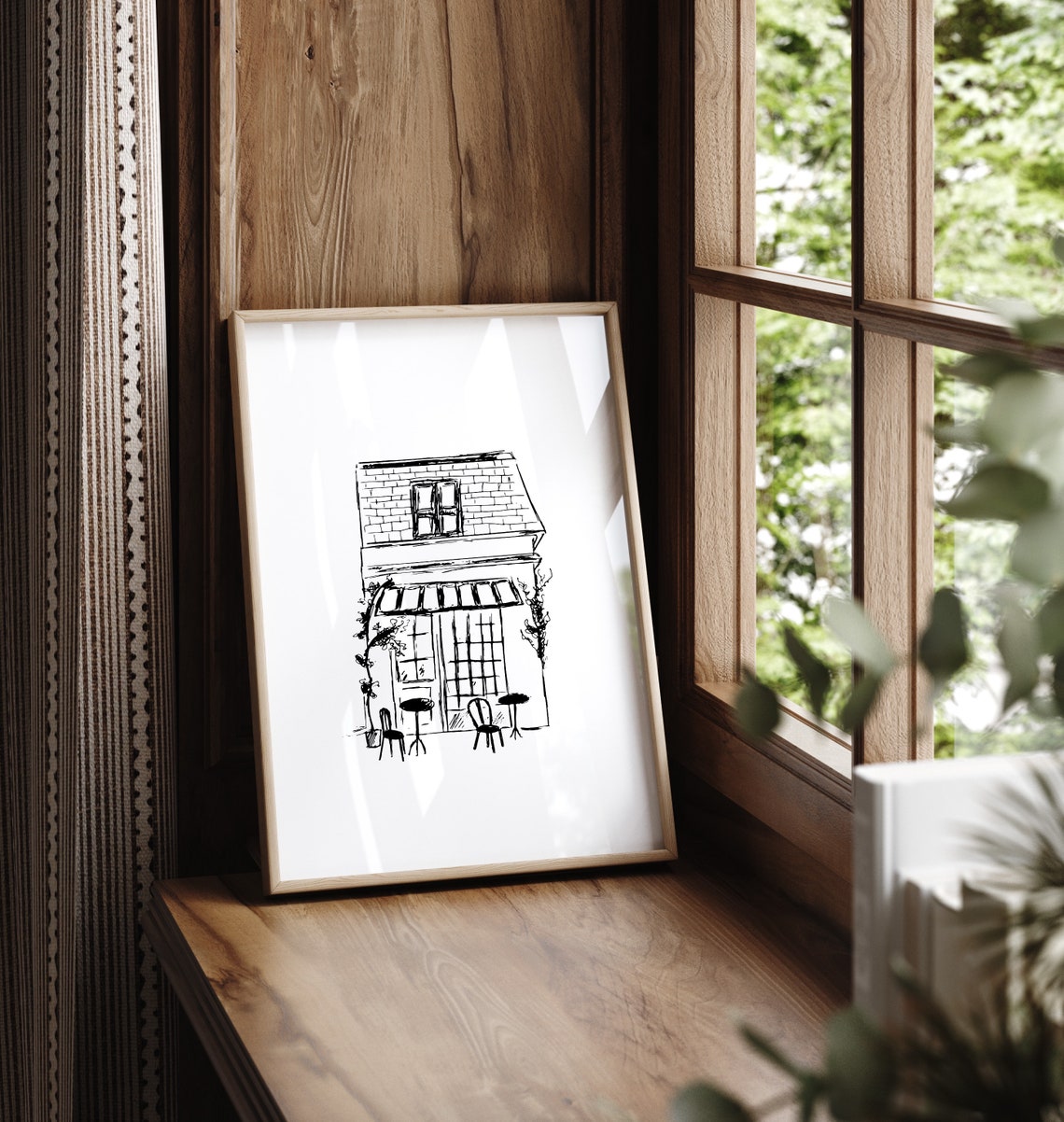 Cafe Print, French Cafe Line Art, Cafe Sketch, Paris Cafe Art, French ...