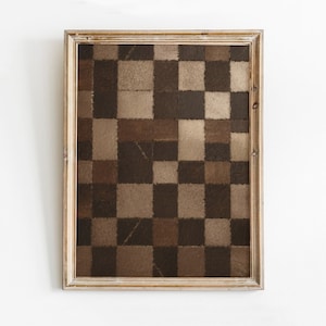 Checkered Wall Art, Modern Checkered Art Print, Moody Neutral Art Print ...