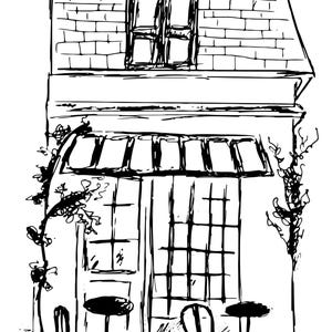Cafe Print, French Cafe Line Art, Cafe Sketch, Paris Cafe Art, French ...
