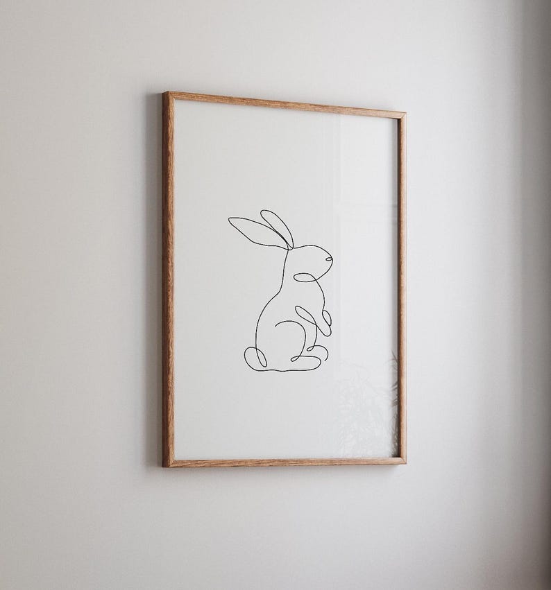 Bunny Line Print, Bunny Drawing Art, Bunny Printable, Easter Line Print ...
