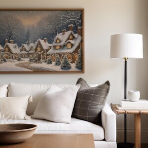 Gingerbread Village Print, Winter Landscape Painting, Gingerbread House ...