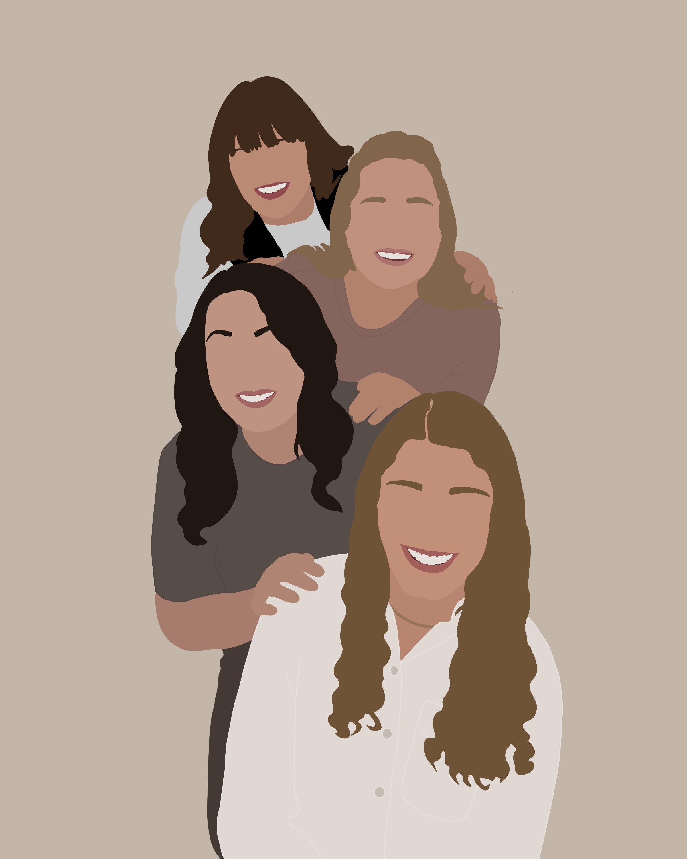 Custom Faceless Art No Face Drawing Minimalist Faces Best Friend ...