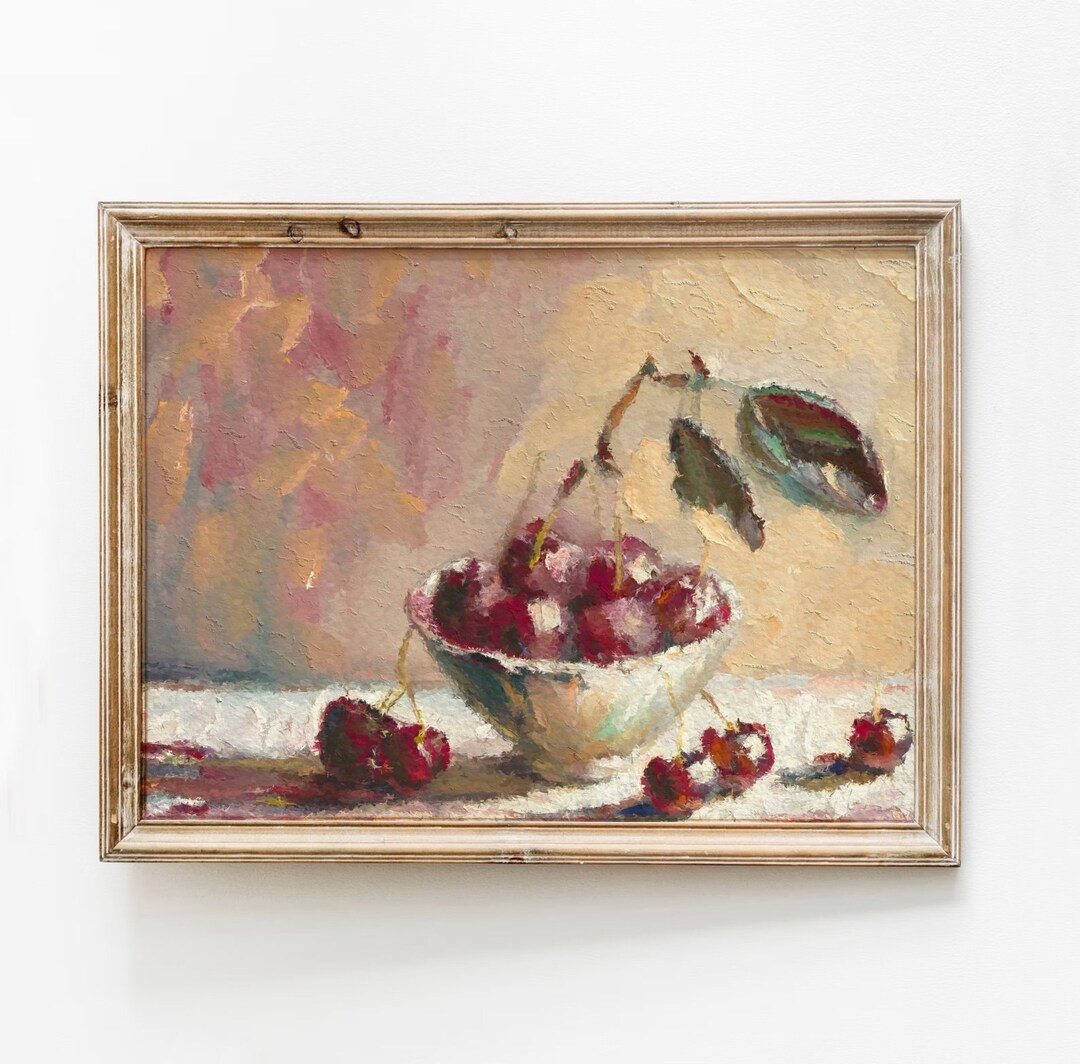 Cherries Print, Cherry Wall Art, Cute Vintage Print, Trendy Wall Decor ...
