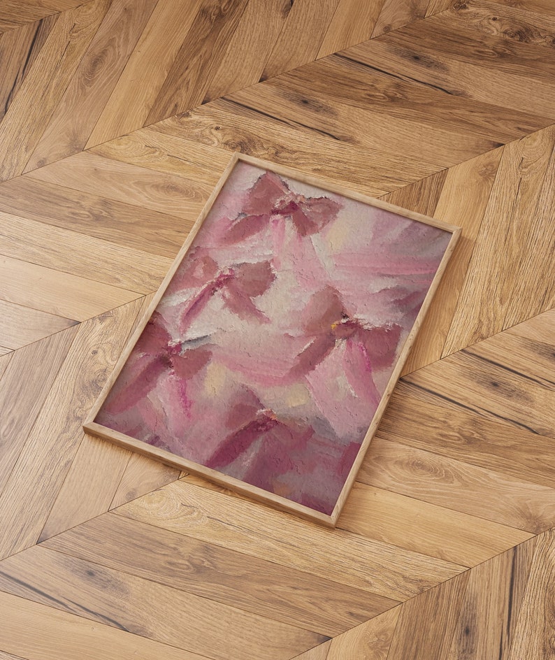 Pink Bows Abstract Print, Bow Art Print, Cute Vintage Print, Coquette ...