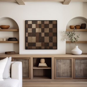 Checkered Wall Art, Modern Checkered Art Print, Moody Neutral Art Print ...