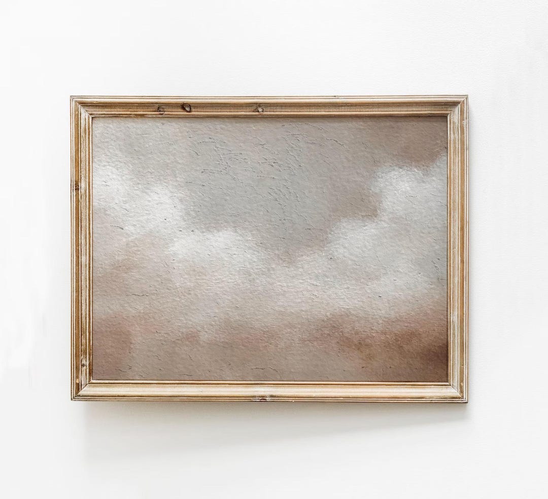 Cloud Painting Print, Abstract Neutral Sky Printable, Muted Vintage ...