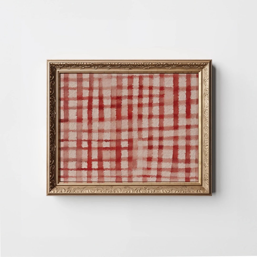 Red Checker Print, Modern Plaid Art Print, Gingham Wall Art, Trendy ...