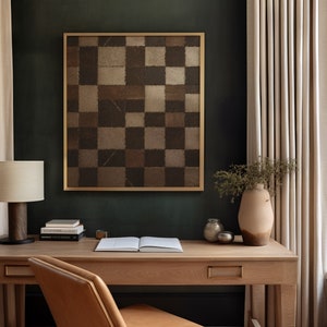 Checkered Wall Art, Modern Checkered Art Print, Moody Neutral Art Print ...