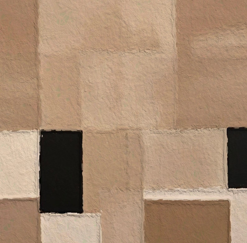 Neutral Block Wall Art, Earthy Checkered Art Print, Modern Box Art ...
