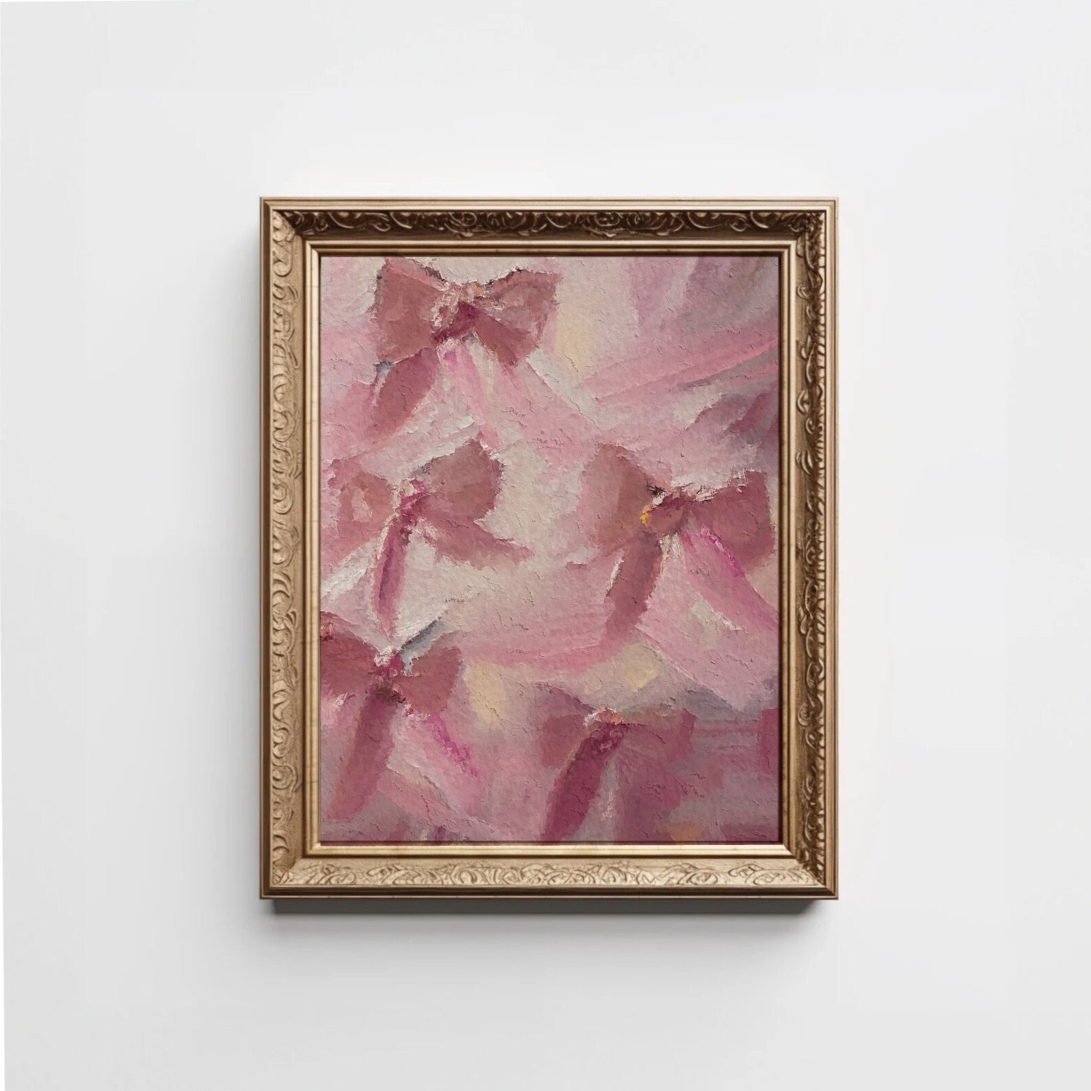 Pink Bows Abstract Print, Bow Art Print, Cute Vintage Print, Coquette ...