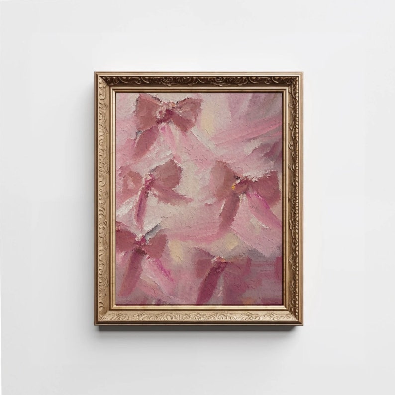 Pink Bows Abstract Print, Bow Art Print, Cute Vintage Print, Coquette ...
