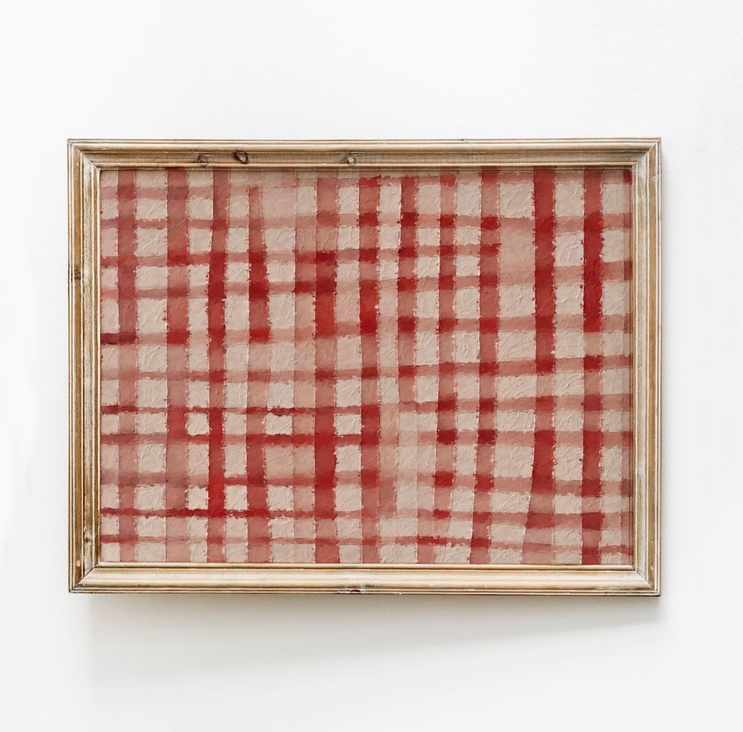 Red Checker Print, Modern Plaid Art Print, Gingham Wall Art, Trendy ...