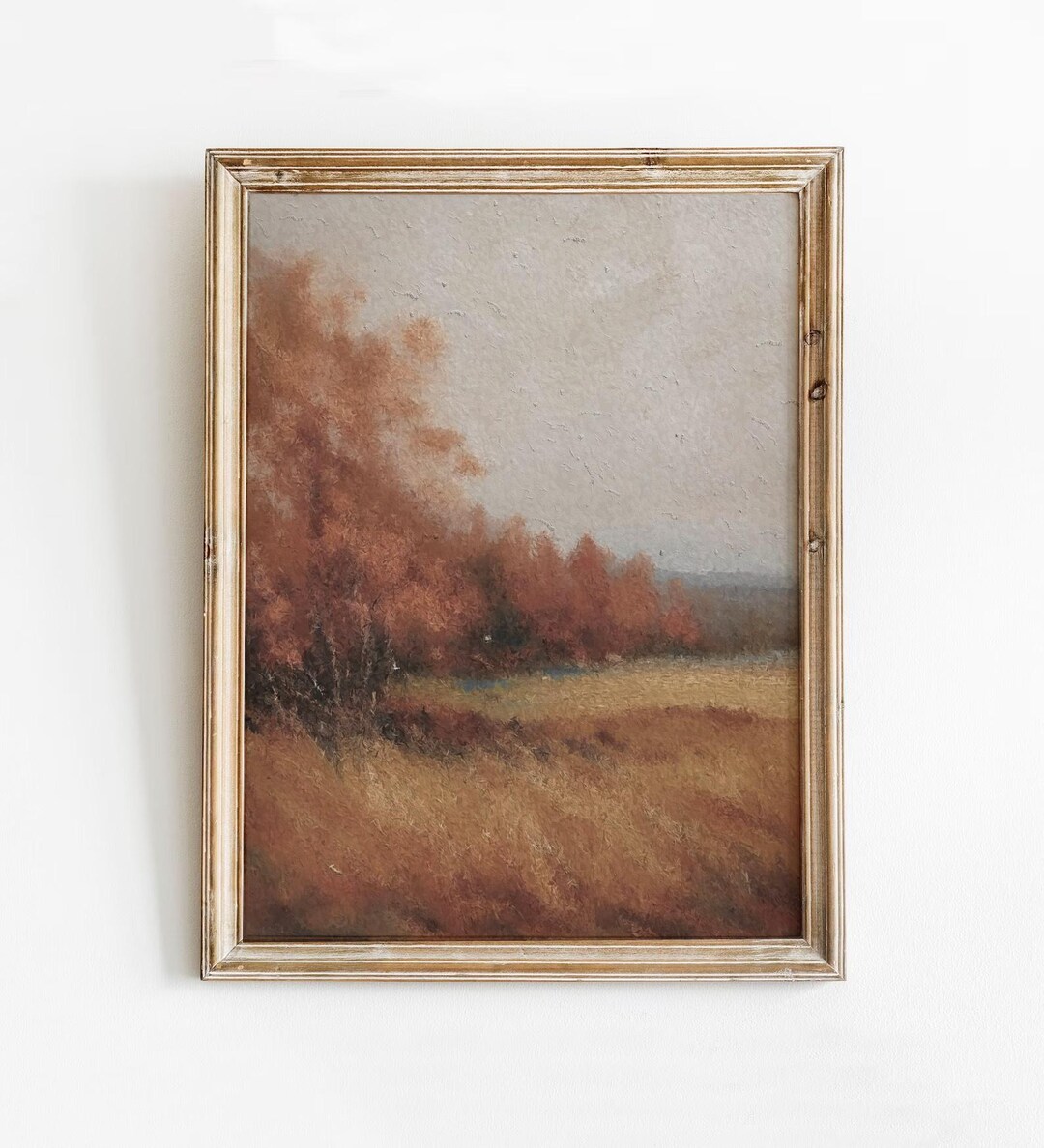 Rust Landscape Painting, Moody Fall Print, Vintage Wall Art, Rustic ...