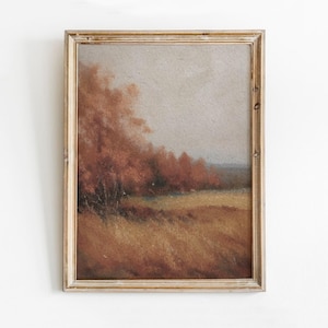 Rust Landscape Painting, Moody Fall Print, Vintage Wall Art, Rustic ...