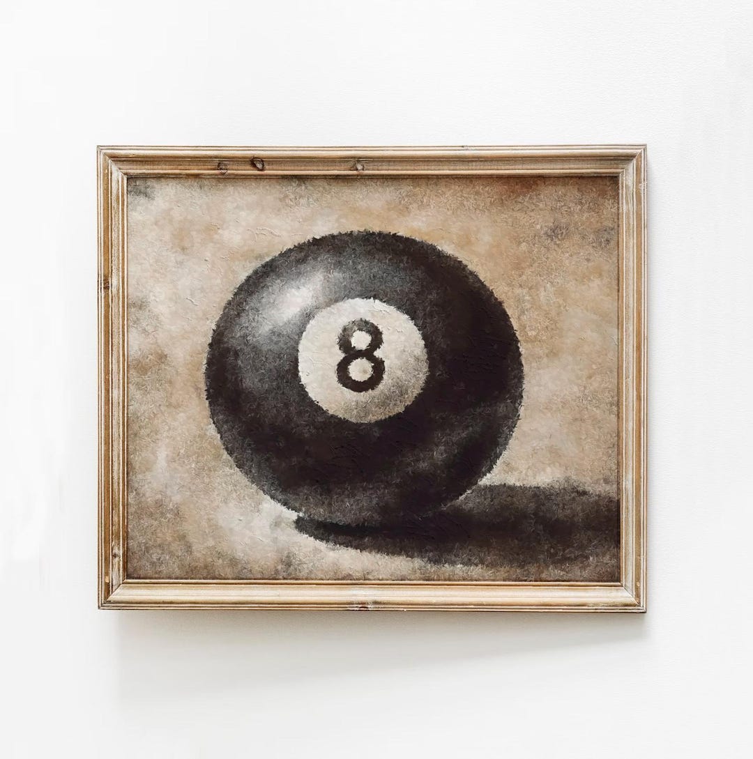 Vintage Eight Ball Print, 8 Ball Painting, Dorm Poster, Kid Neutral Art ...