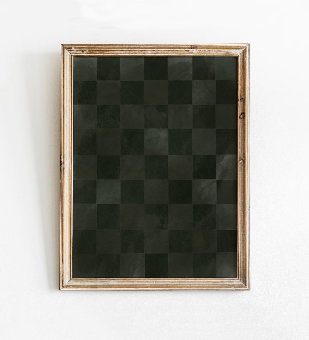 Checkered Wall Art, Modern Checkered Art Print, Dark Moody Olive Art ...